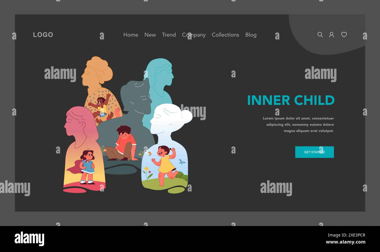 Inner child concept. Colorful journey of self-discovery, from childhood ...