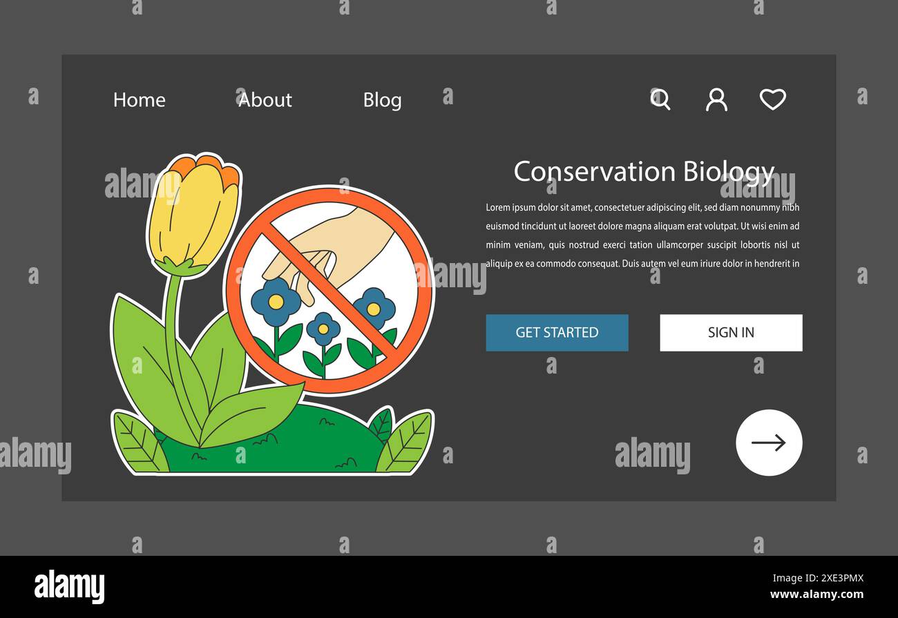 Biodiversity conservation night or dark mode web banner or landing page ...