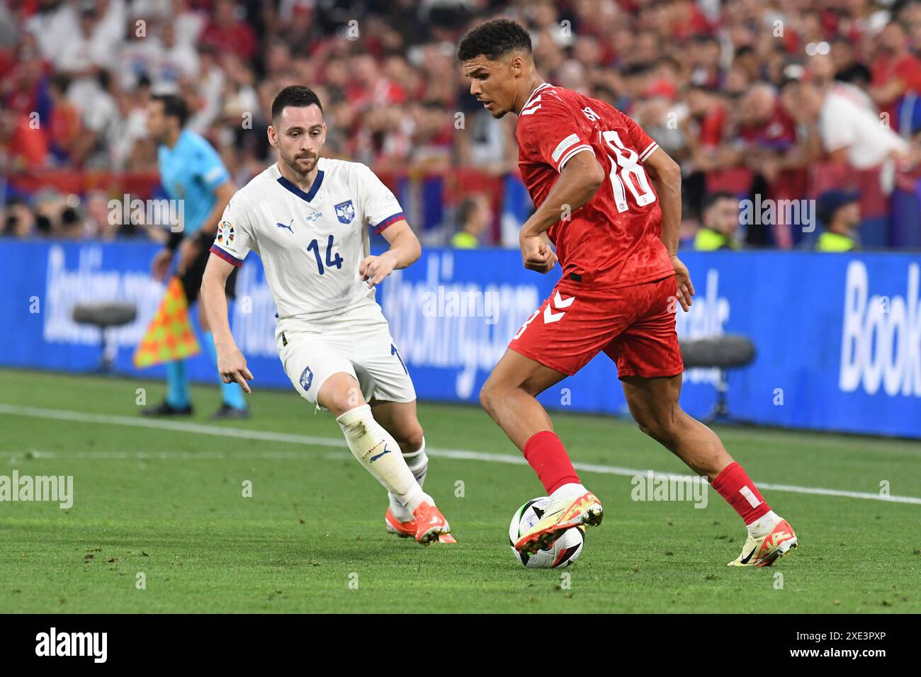 MUNICH, GERMANY - JUNE 25: Andrija Zivkovic of Serbia and Alexander Bah ...