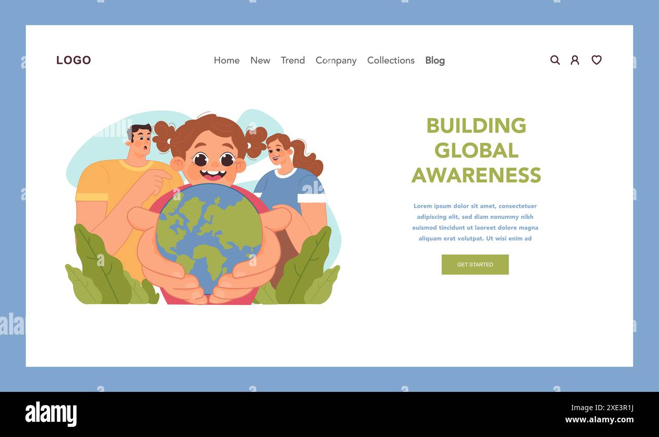 Young girl holding planet Earth with parents watching over. Nurturing ...