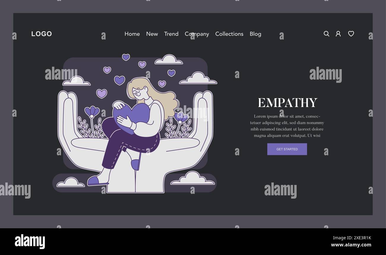Empathy concept. A nurturing illustration of a woman cradling a heart ...