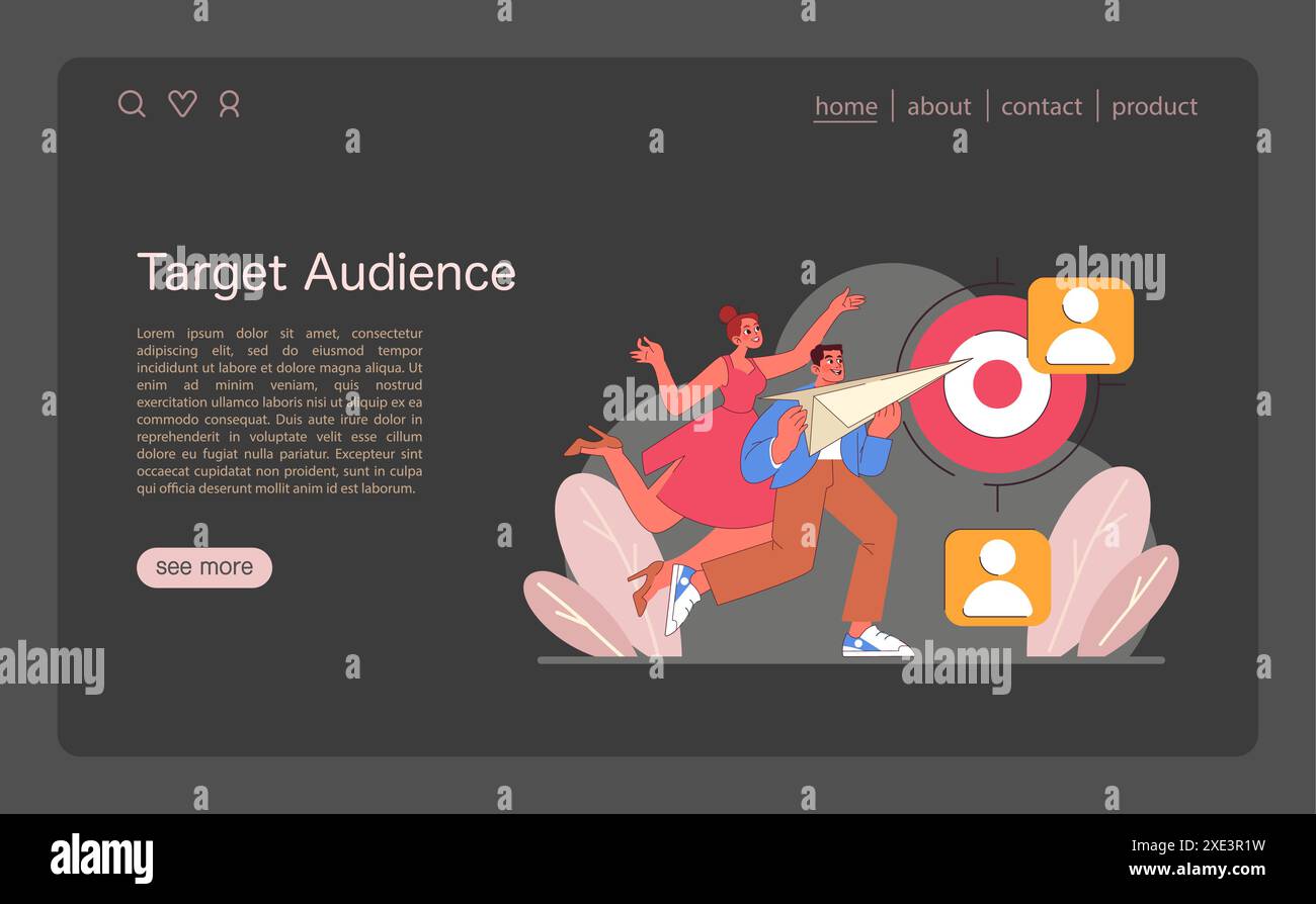 Target Audience concept. Dynamic duo in motion aiming for the marketing ...