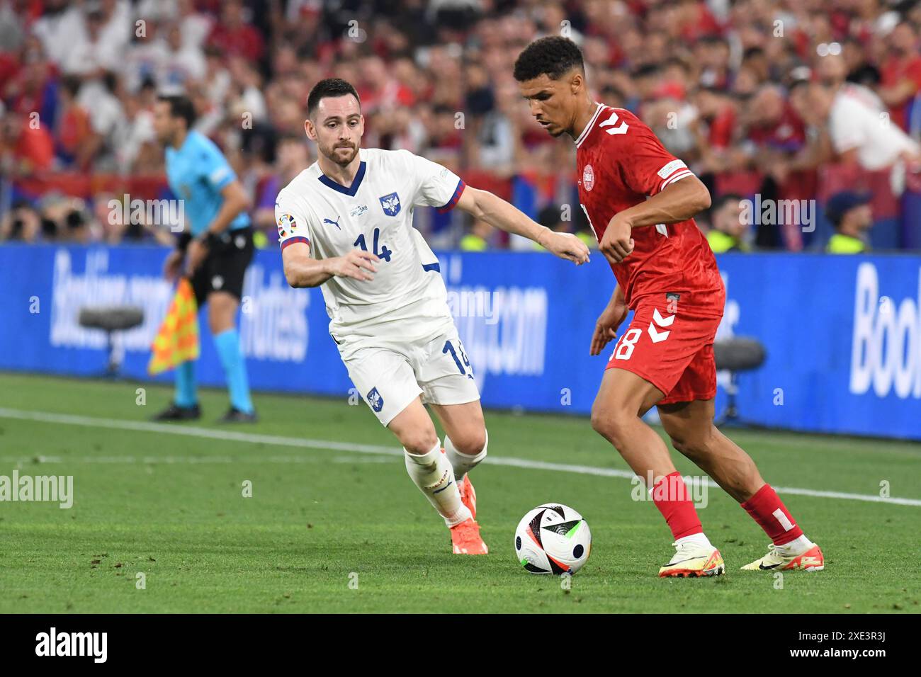 MUNICH, GERMANY - JUNE 25: Andrija Zivkovic of Serbia and Alexander Bah ...