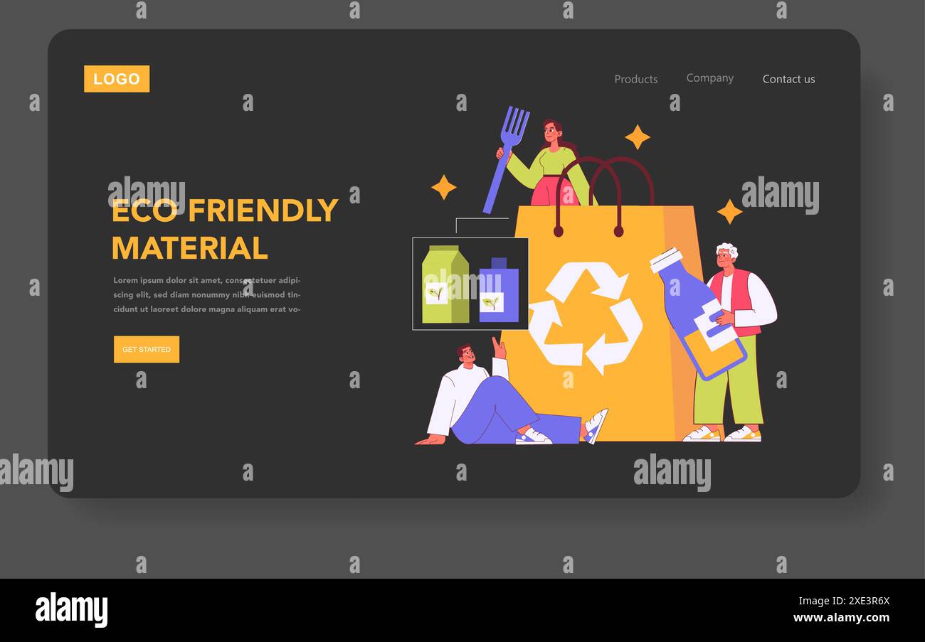 Sustainable Materials concept. Website landing page promoting eco ...