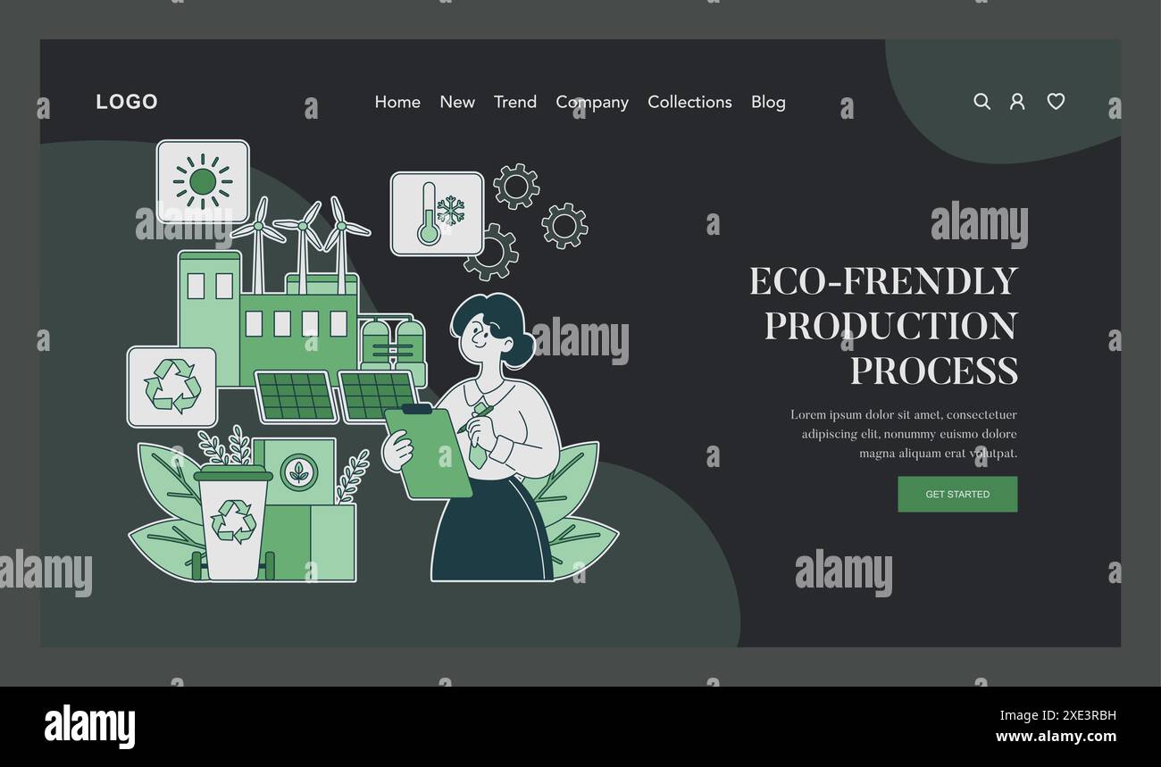 Eco-friendly production process concept. A woman monitors sustainable ...