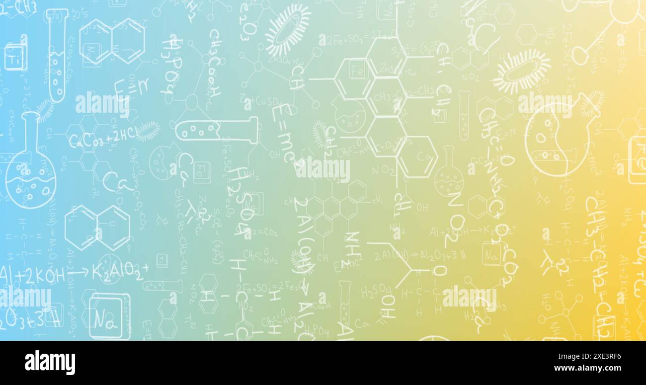 Image of science concept icons and mathematical equations against ...