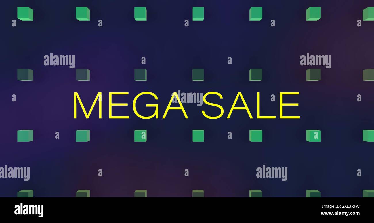 Image of mega sale text over cubes on black background Stock Photo - Alamy