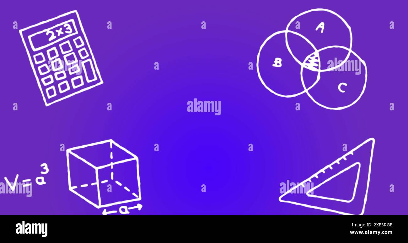 Image of mathematics concept icons against blue gradient background ...