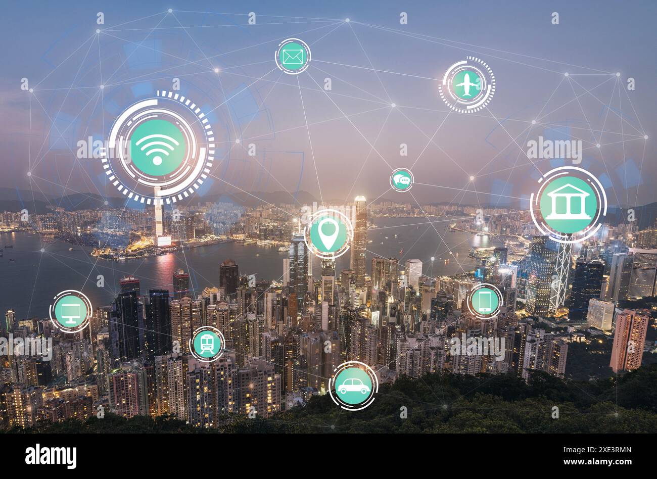 icons of wifi, internet, communication, travel, computers, and other ...