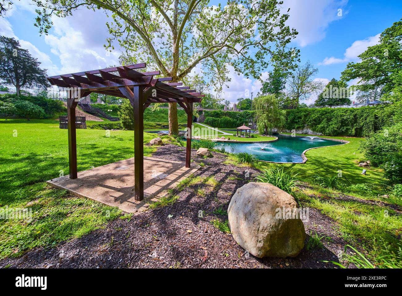 Sunken Gardens Pergola Pond and Gazebo Eye-Level View Stock Photo - Alamy