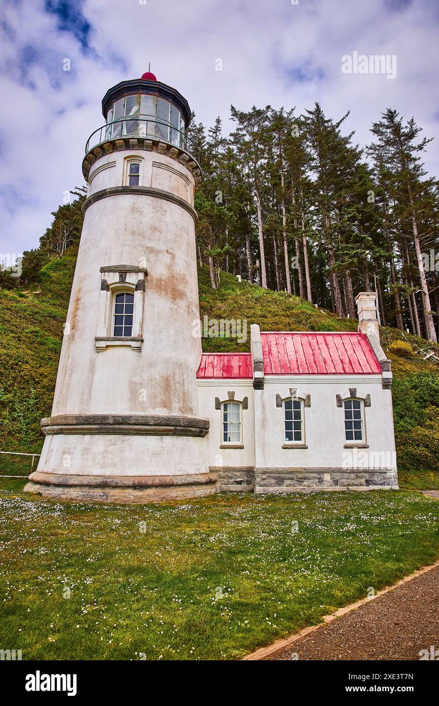 Historic Heceta Head Lighthouse in Oregon from Eye-Level Perspective ...