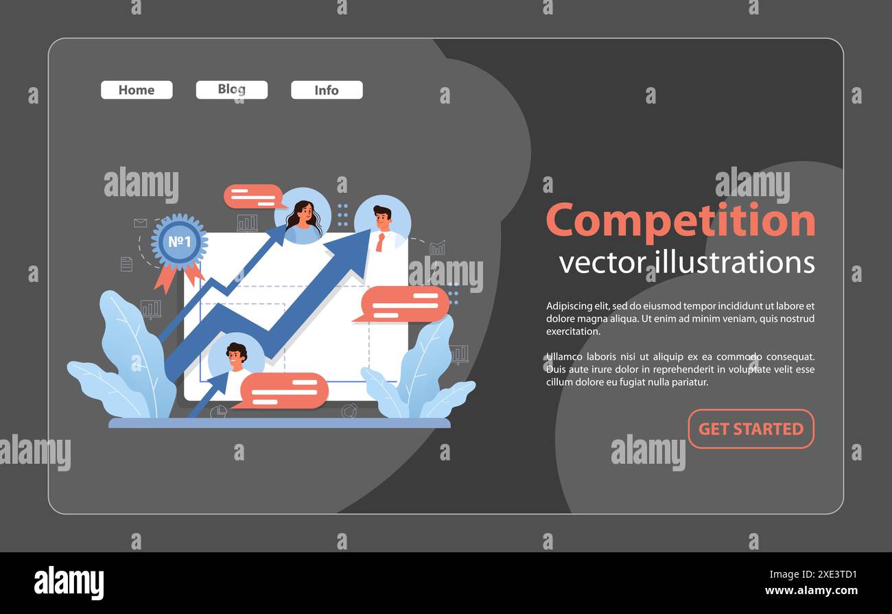 Business competition scene with professionals striving for the top ...