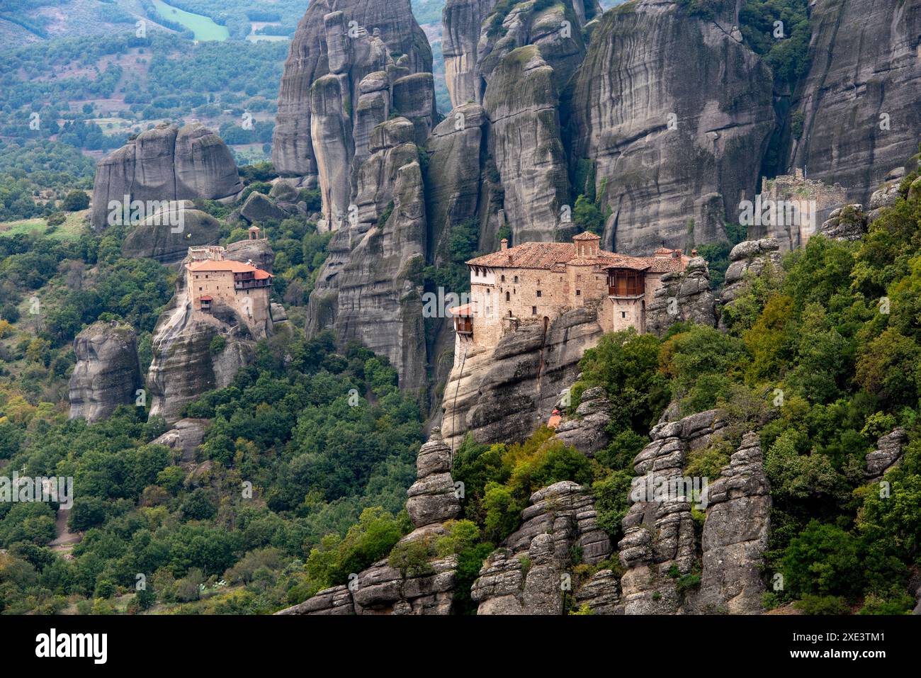 Monasteries at meteora kalampaka build on top of sandstone ridge. Saint ...