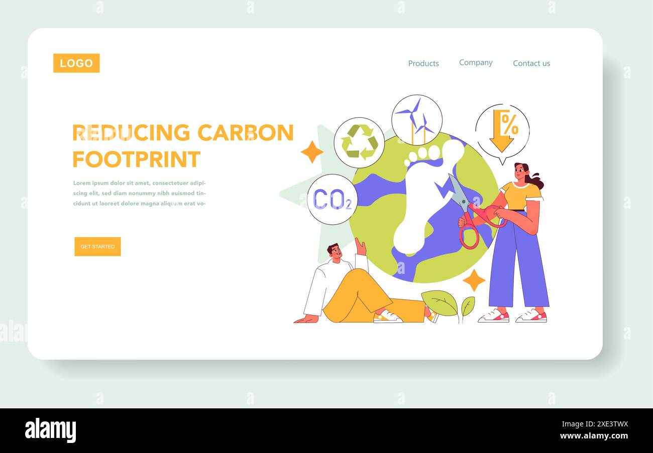 Carbon Footprint Reduction concept. Individuals taking actions to ...
