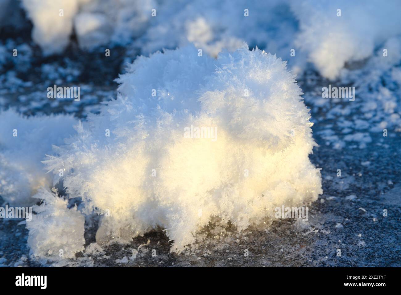 Ice crystals in the bitter cold on the snow - snow crystals Stock Photo ...