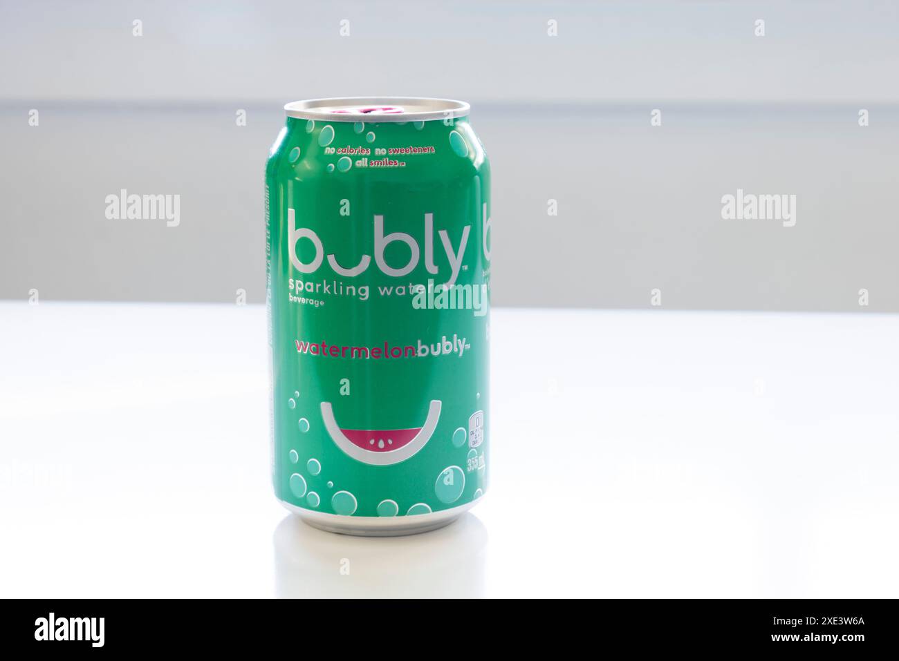 Calgary, Alberta, Canada. Dec 18, 2023. A Watermelon Bubly sparkling ...