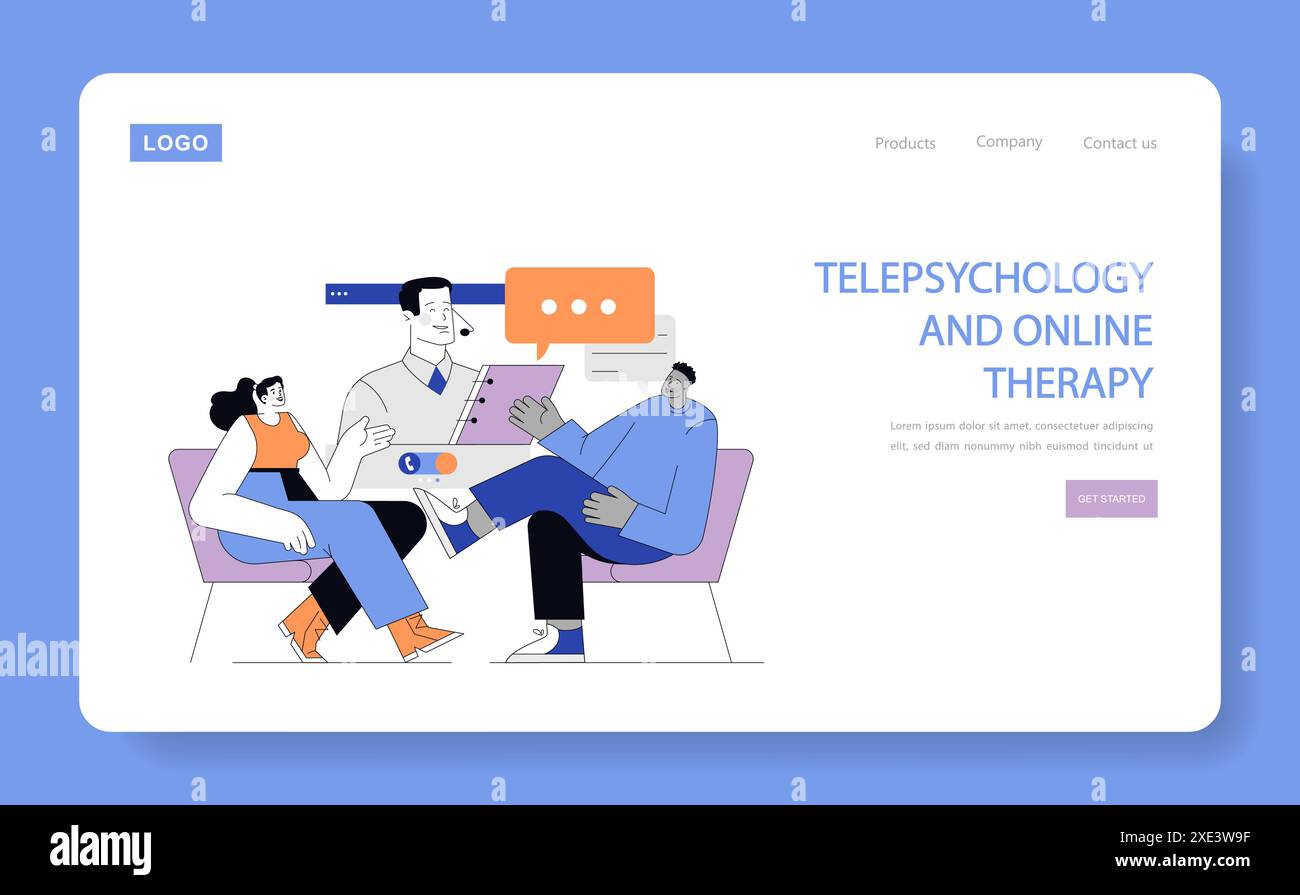 Telepsychology concept. Digital mental health session with online ...