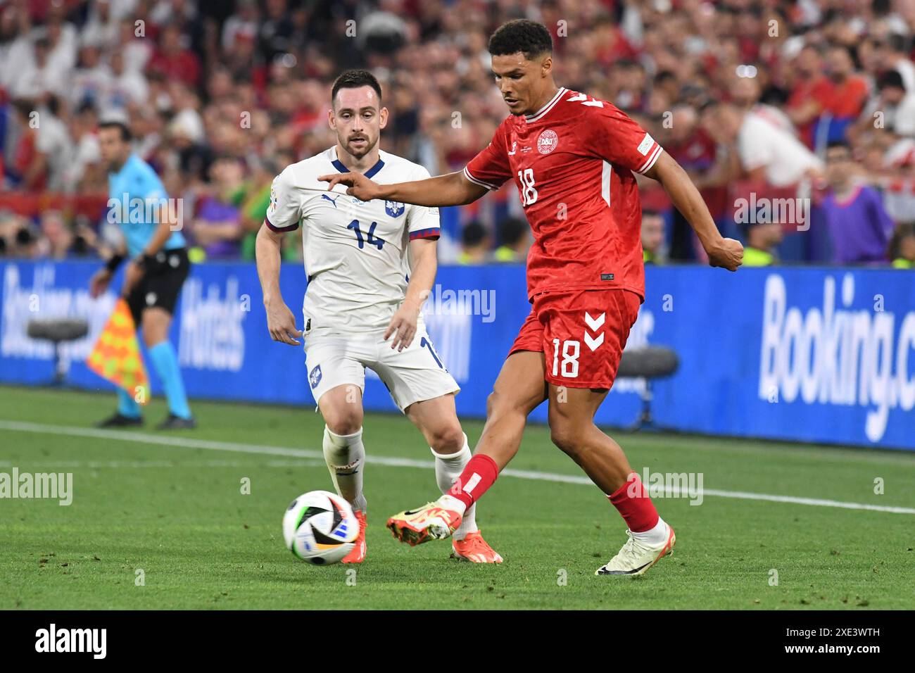 MUNICH, GERMANY - JUNE 25: Andrija Zivkovic of Serbia and Alexander Bah ...