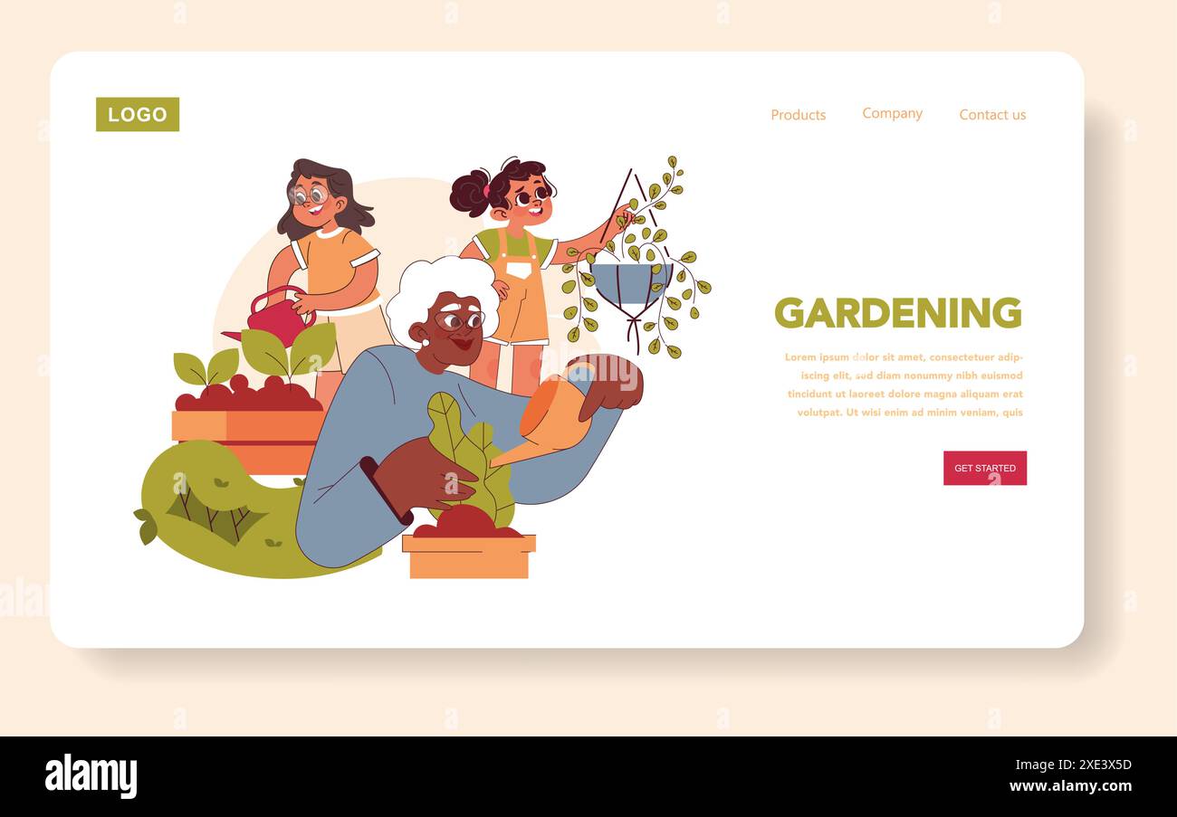 Family Gardening concept. A cheerful trio enjoys planting together, nurturing nature's bounty in ...