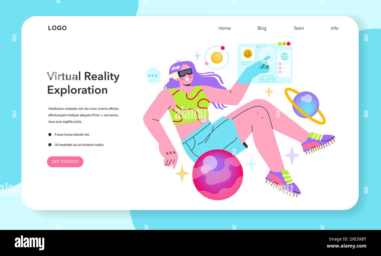 Virtual Reality Exploration concept. A relaxed user interacts with a ...