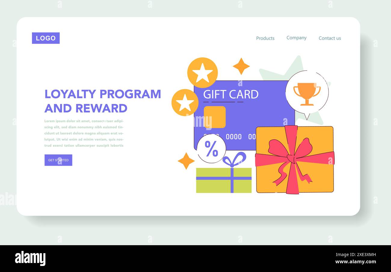 Loyalty Program and Reward concept. Engaging web banner with gift card ...