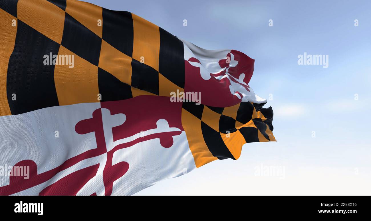 Maryland state flag waving on a clear day Stock Photo - Alamy