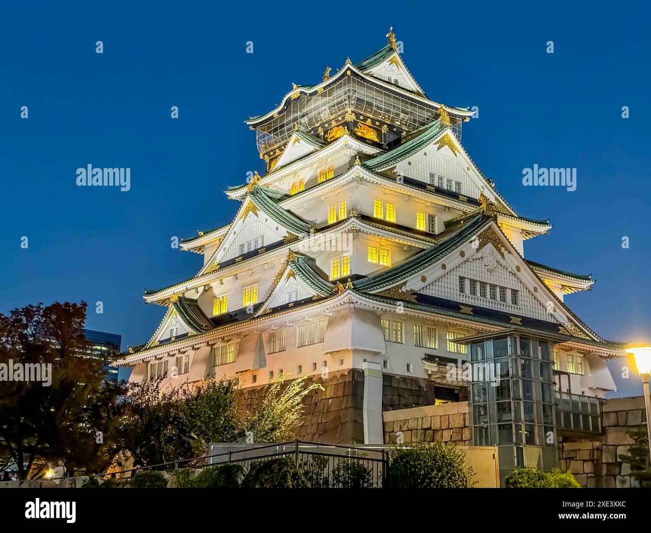 Konohana Ward, Osaka, Japan. Dec 24, 2023. The Osaka Castle at night ...