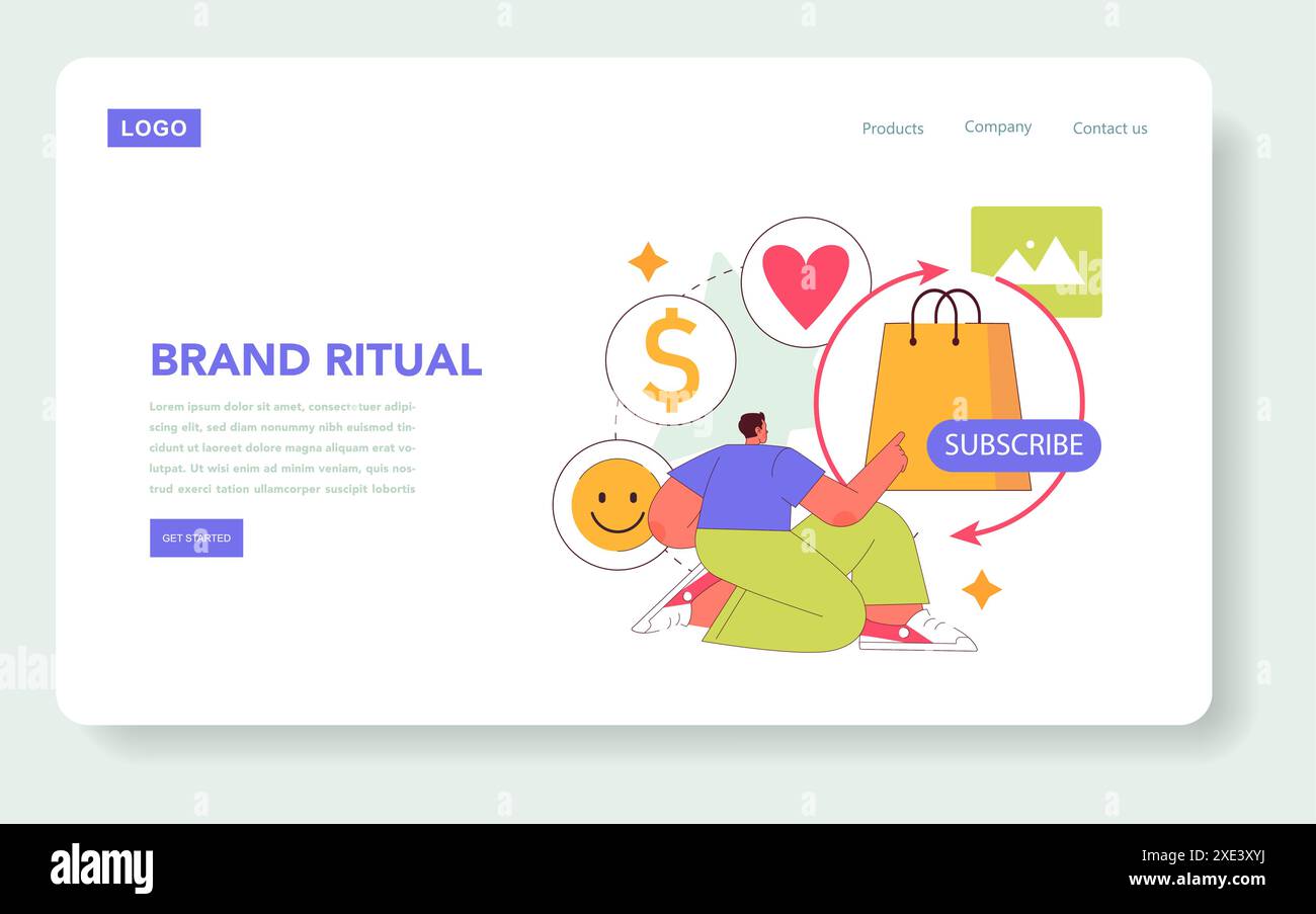 Brand Ritual concept. Illustration of a customer engaging in brand ...