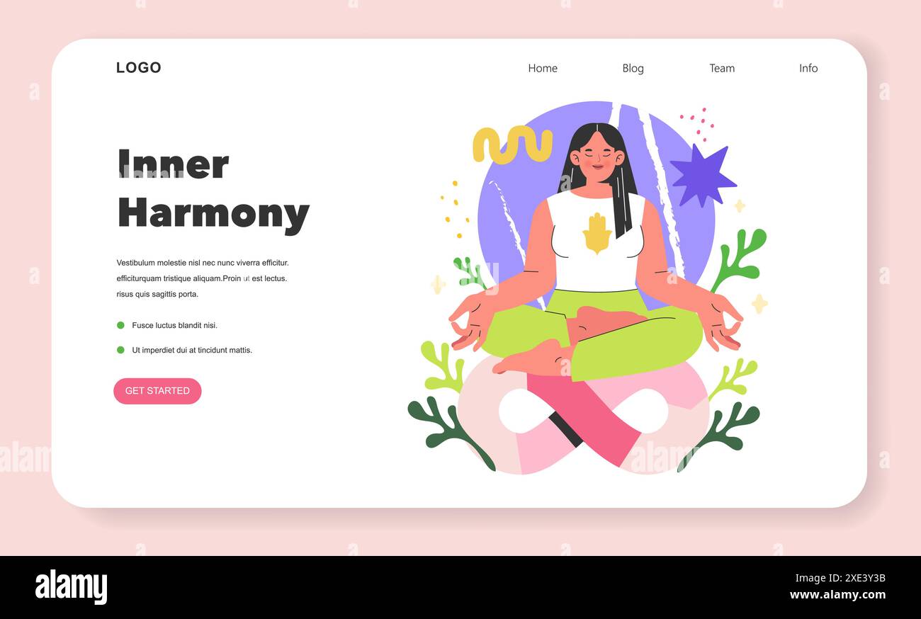 Inner Harmony concept. A serene woman meditates with nature-inspired ...