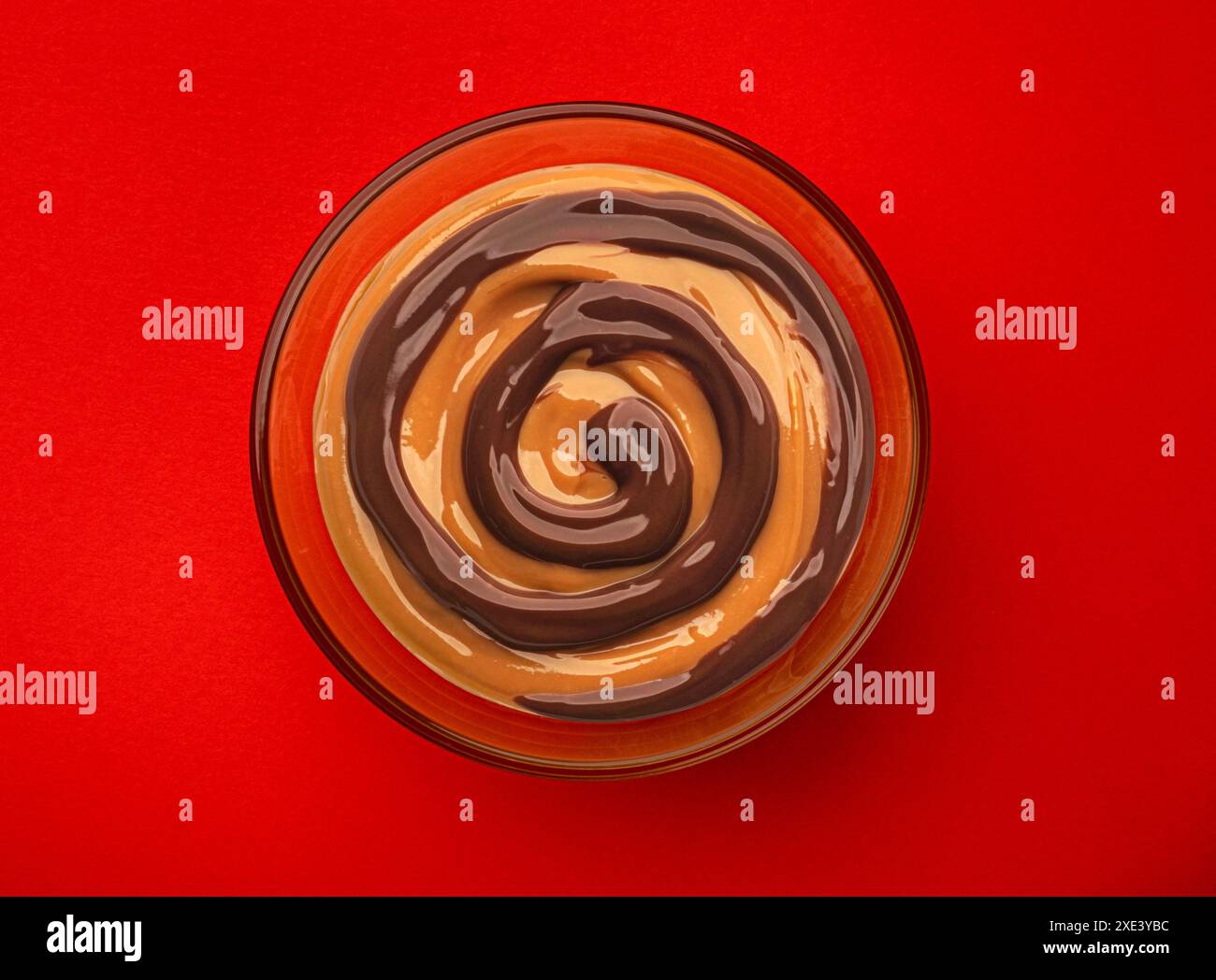 Caramel and chocolate cream swirl, top view Stock Photo - Alamy