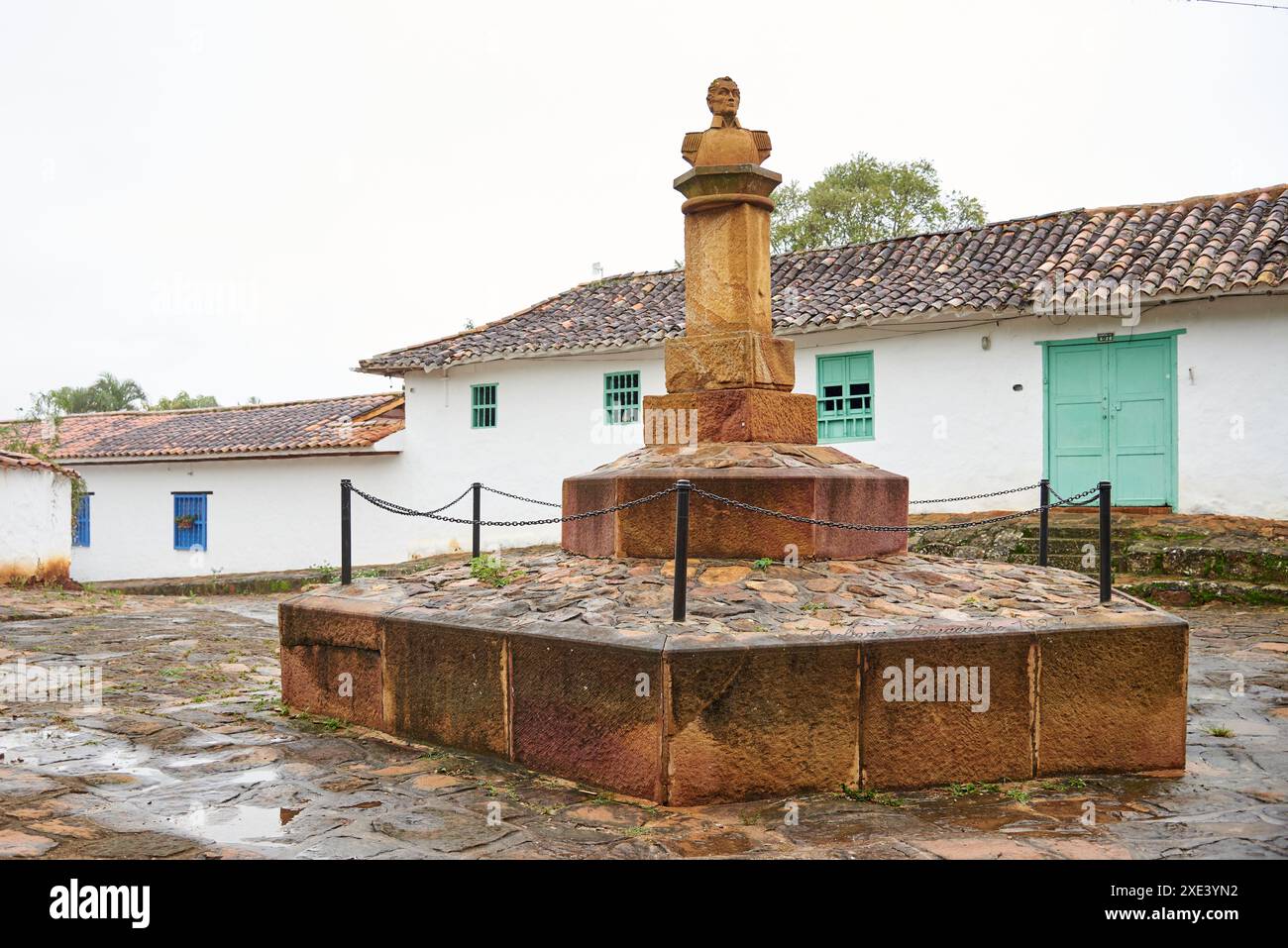 Barichara, Santander, Colombia; November 26, 2022: Stone monument in ...