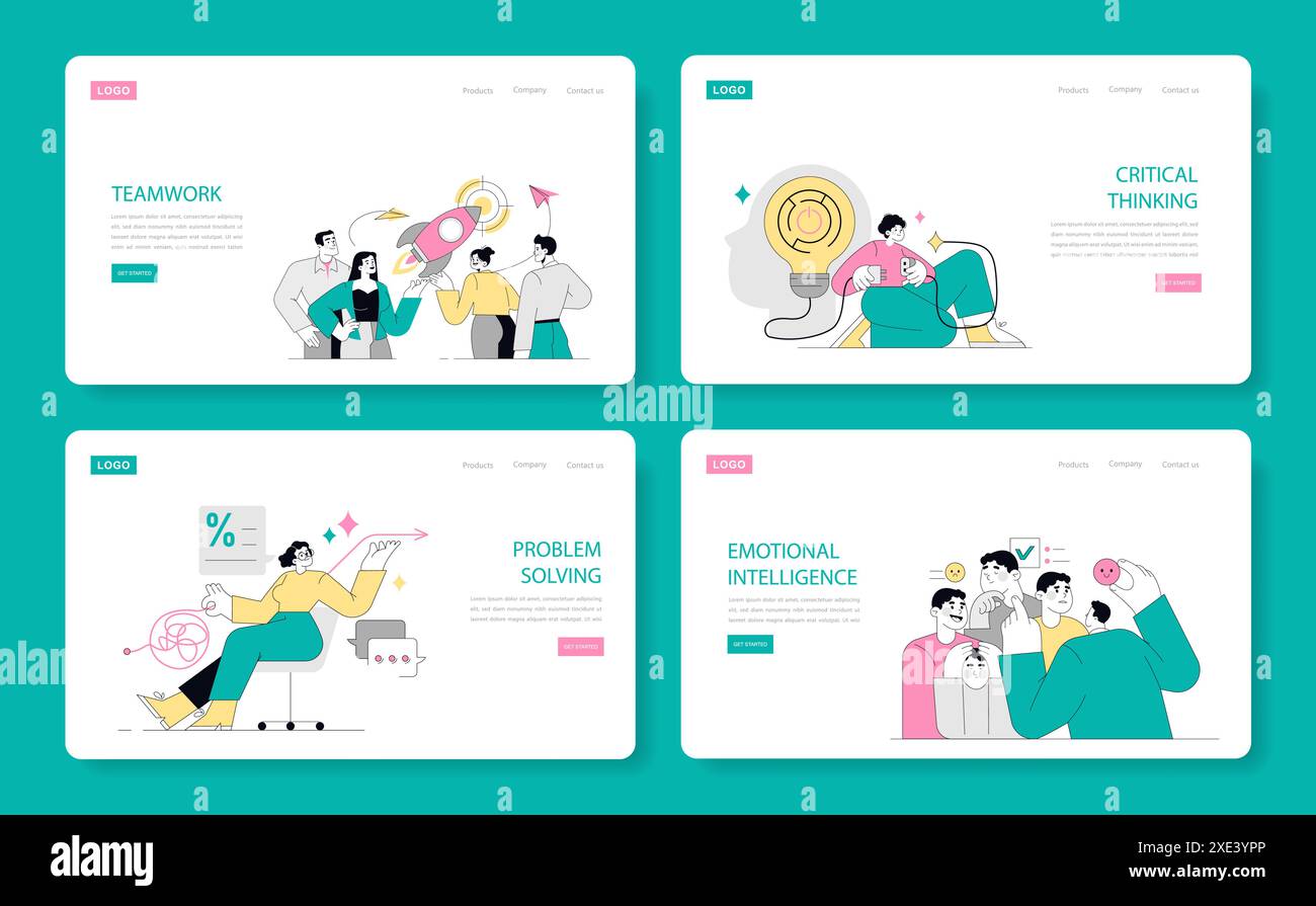 Soft Skills set. Illustrating adaptability, emotional intelligence, and ...