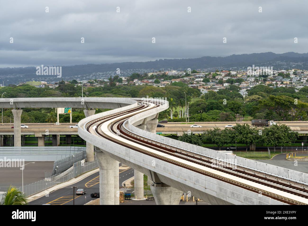 Honolulu, Hawaii, USA - January 16, 2024: The rail line of Skyline in ...