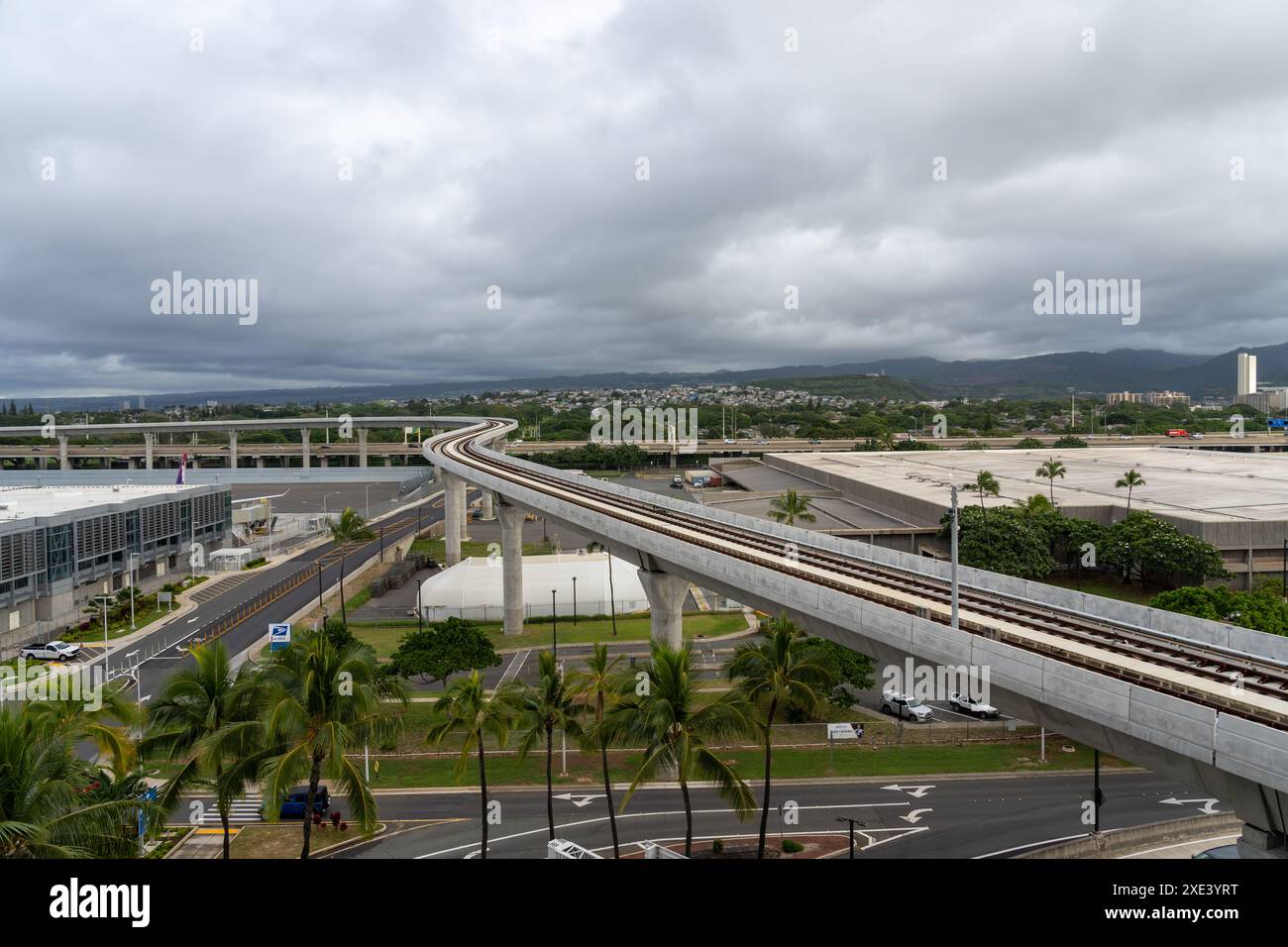 Honolulu, Hawaii, USA - January 16, 2024: The rail line of Skyline in ...