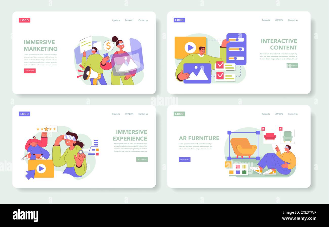 Immersive marketing set. Digital engagement and customer interaction ...