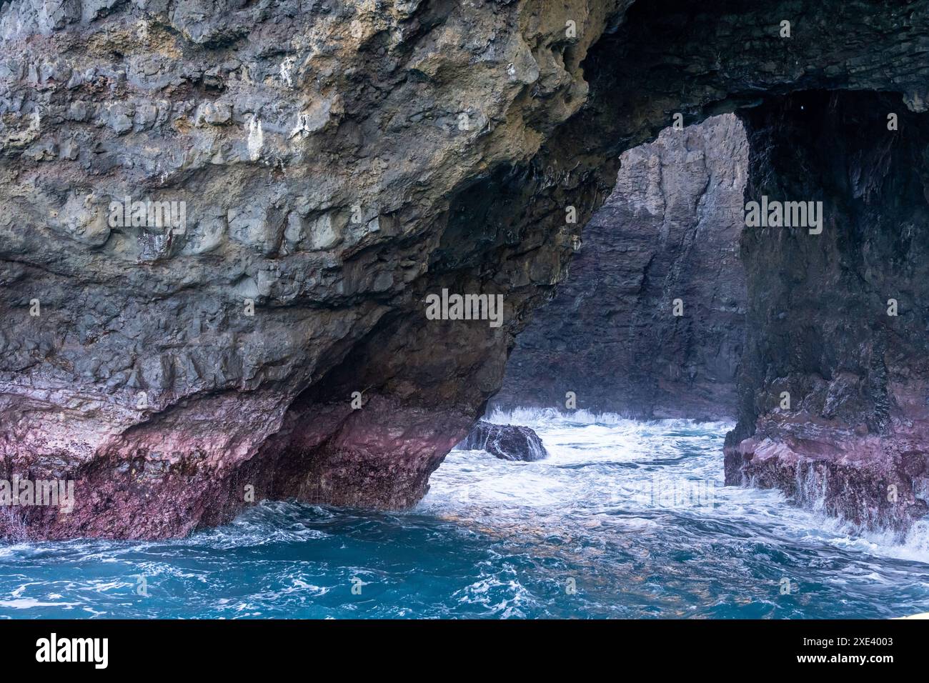 The Open Ceiling Cave along the Na Pali cliffs of Kauai Stock Photo - Alamy