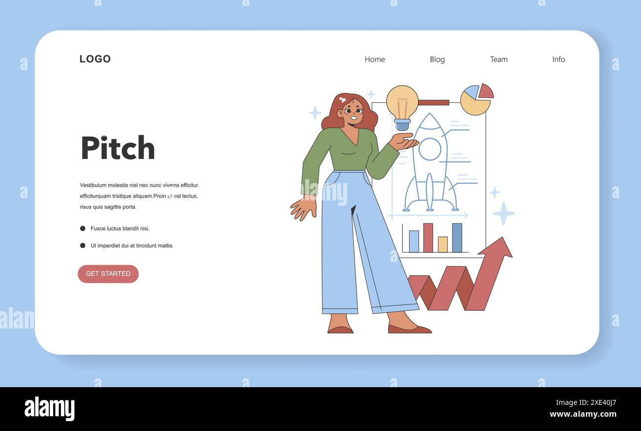 Pitch concept. Confident female entrepreneur presents a business plan ...