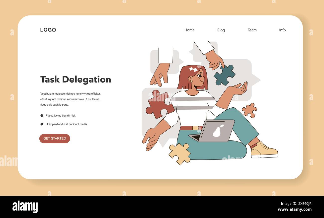 Task Delegation concept. A focused professional multitasks with ease ...
