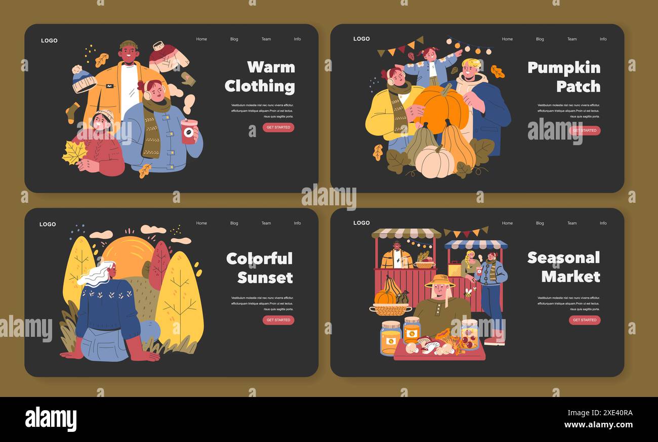 Welcome Fall set illustrates cozy autumn vibes with seasonal activities ...