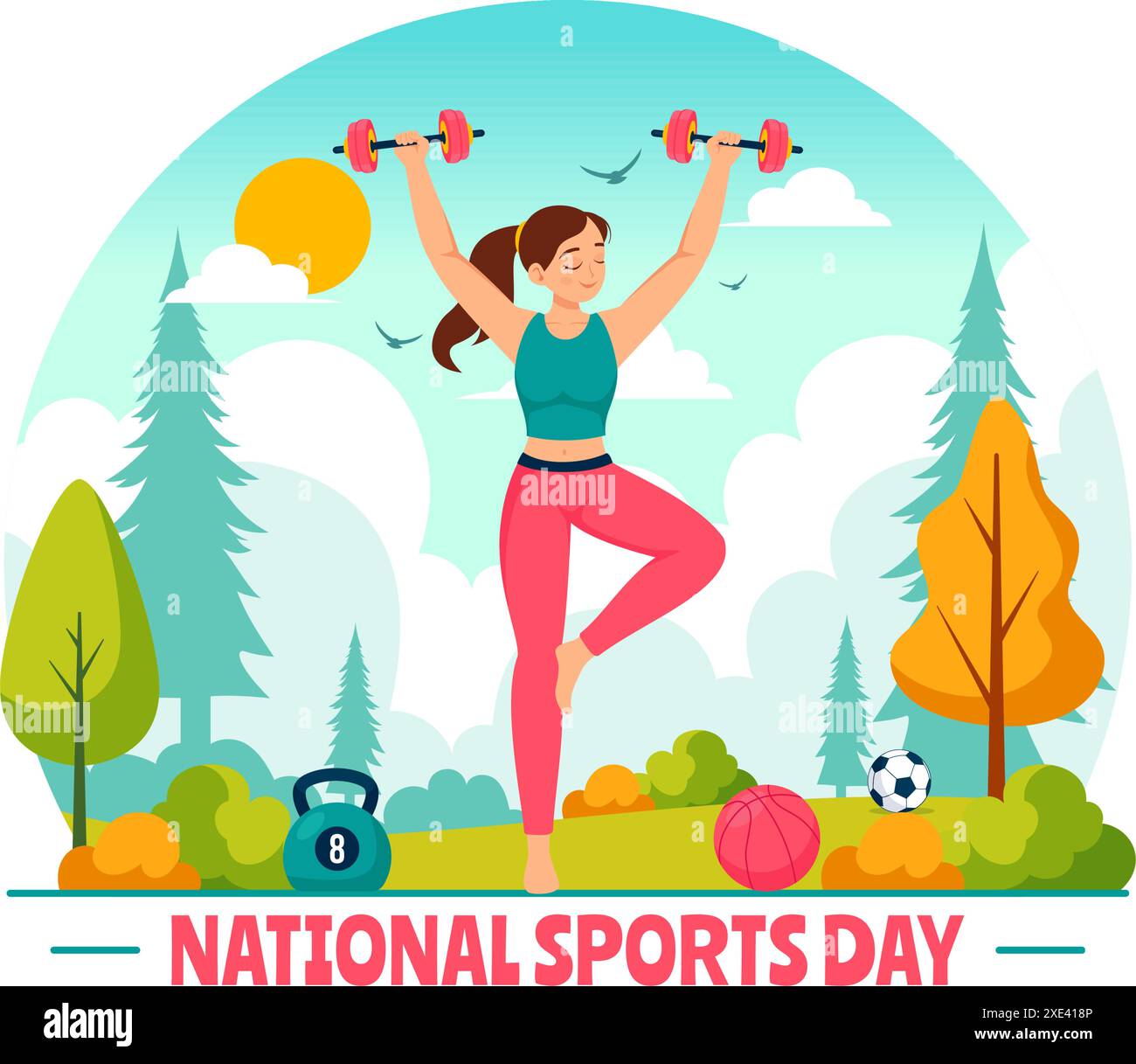 National Sports Day Vector Illustration featuring Athletes from Various ...