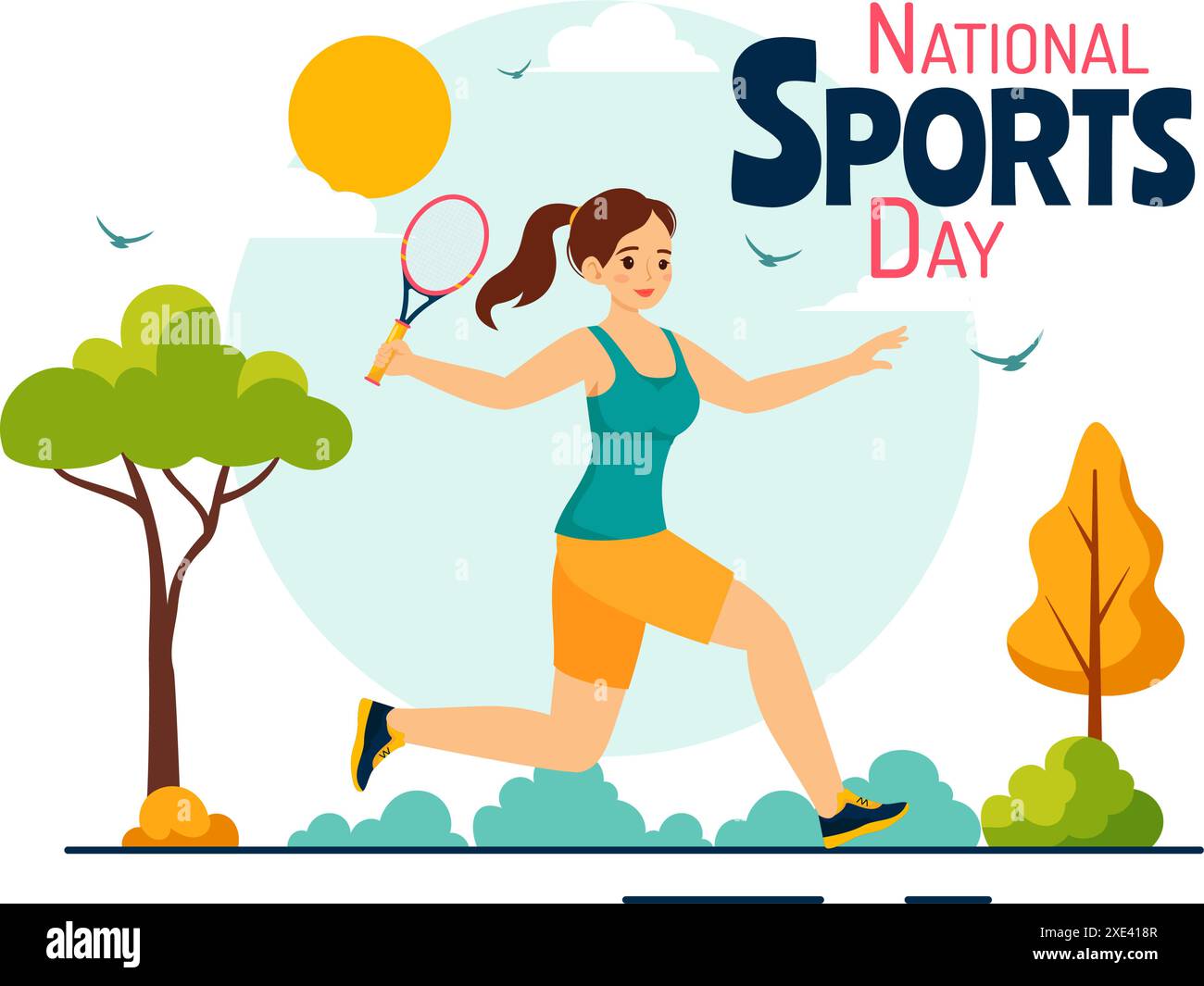 National Sports Day Vector Illustration featuring Athletes from Various ...