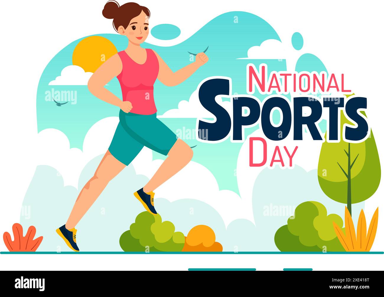 National Sports Day Vector Illustration featuring Athletes from Various ...
