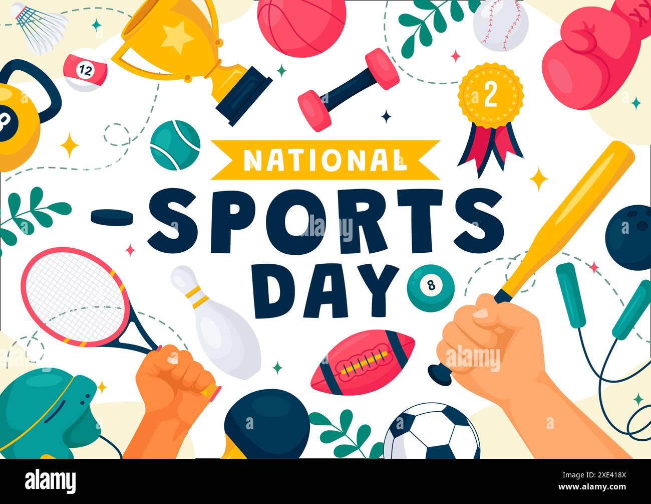National Sports Day Vector Illustration featuring Athletes from Various ...