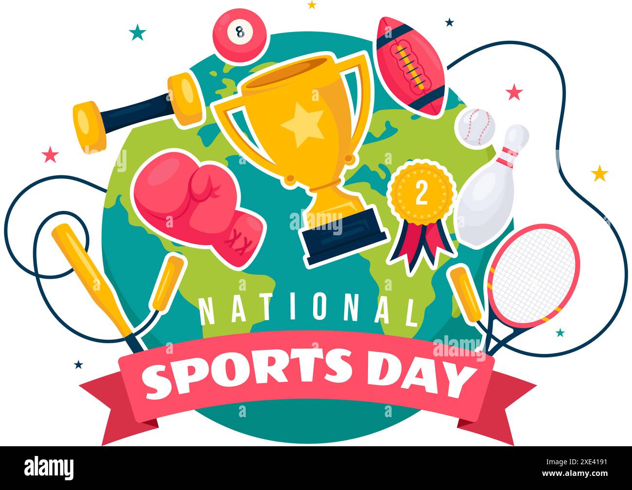 National Sports Day Vector Illustration featuring Athletes from Various ...