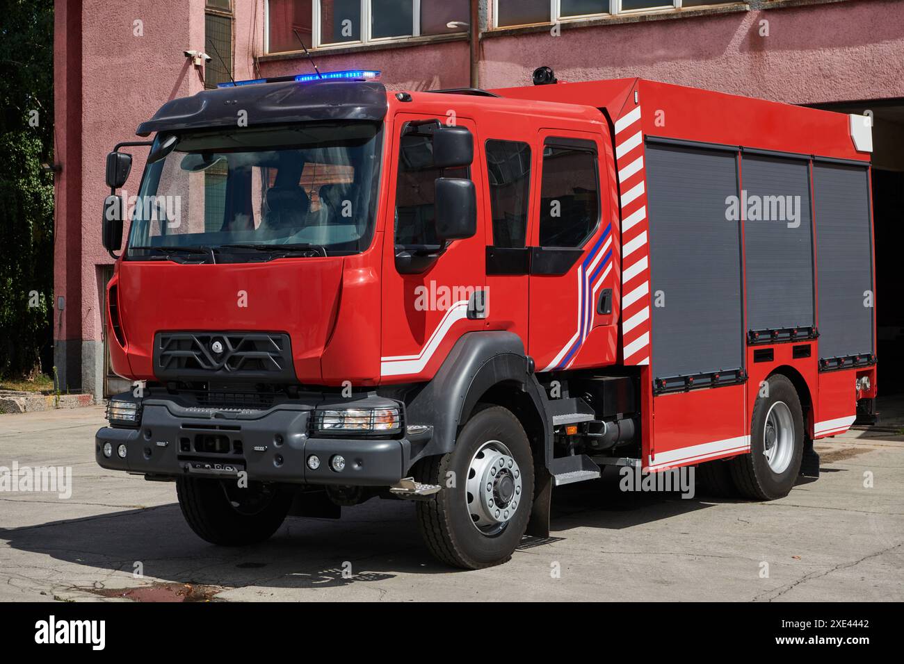 A state-of-the-art firetruck, equipped with advanced rescue technology ...