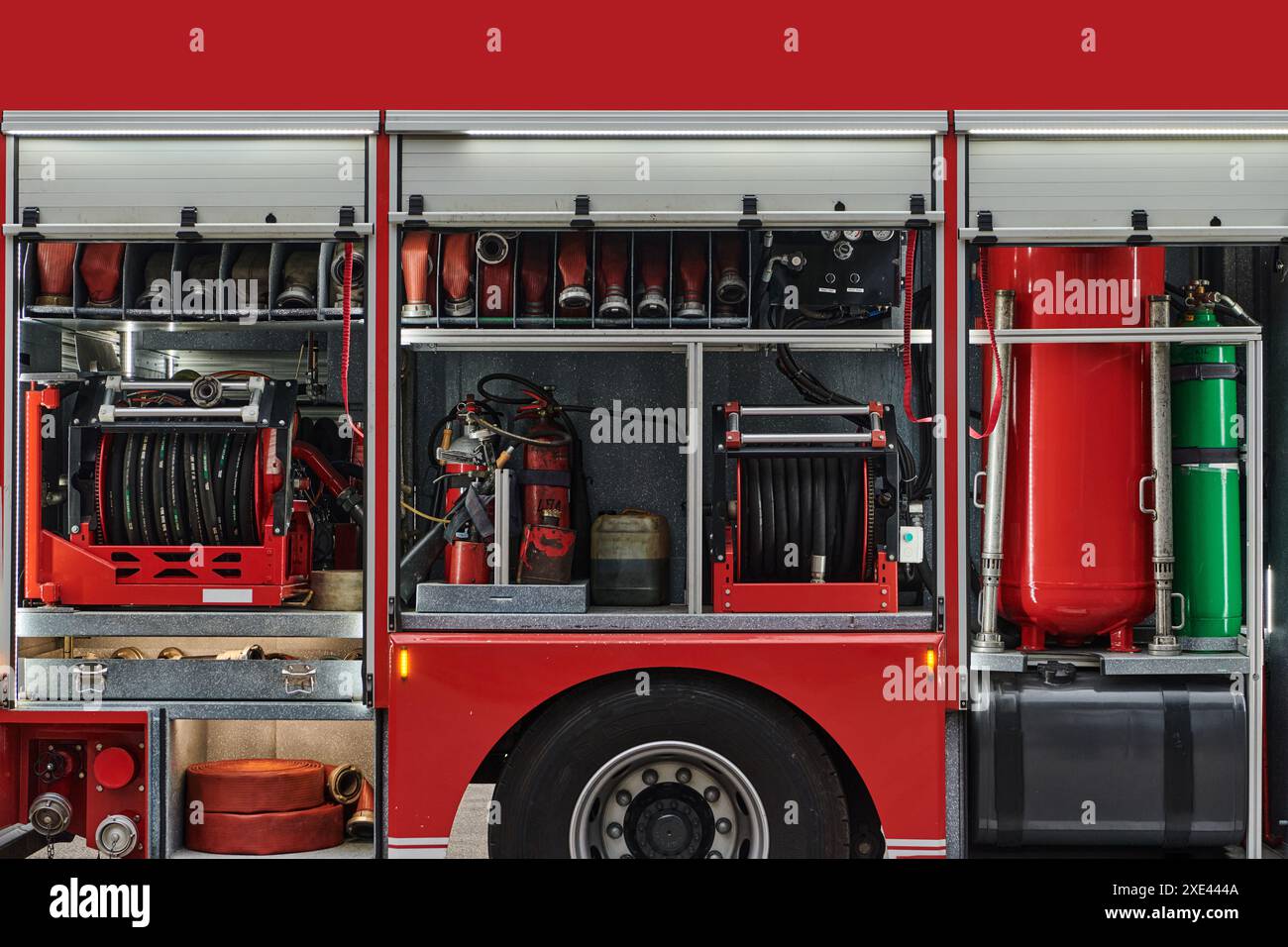 A state-of-the-art firetruck, equipped with advanced rescue technology ...
