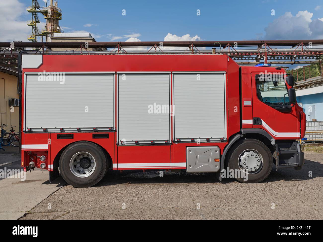 A state-of-the-art firetruck, equipped with advanced rescue technology ...