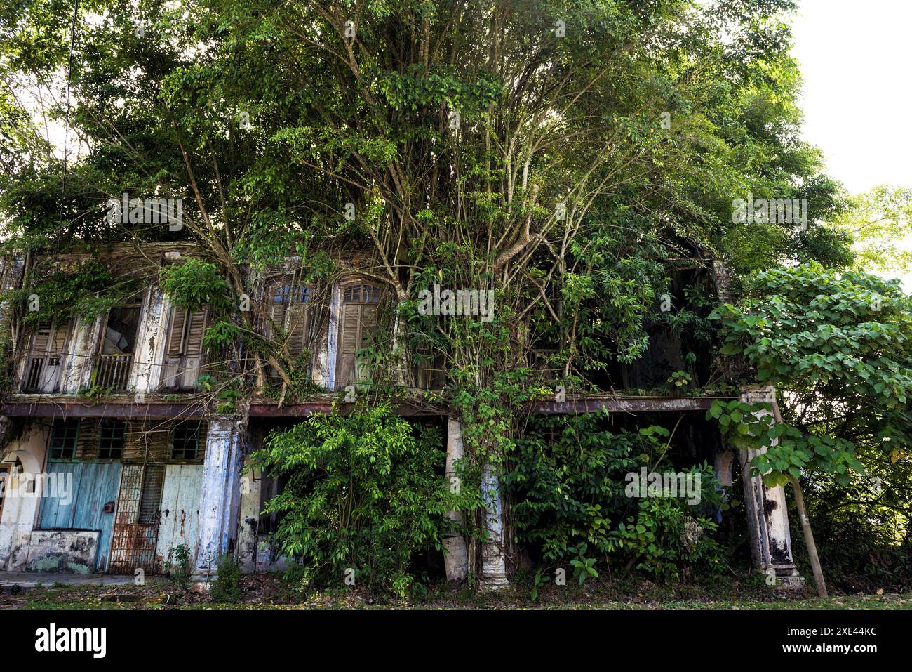 View of dilapidated and abandoned tin mining town of Papan in the ...