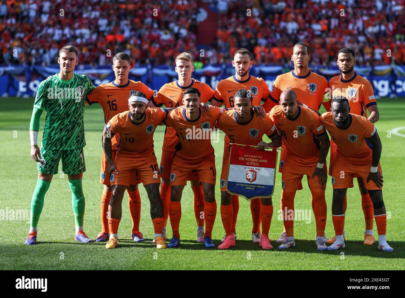 Berlin, Germany. 25th June, 2024. Players of the Netherlands line up ...