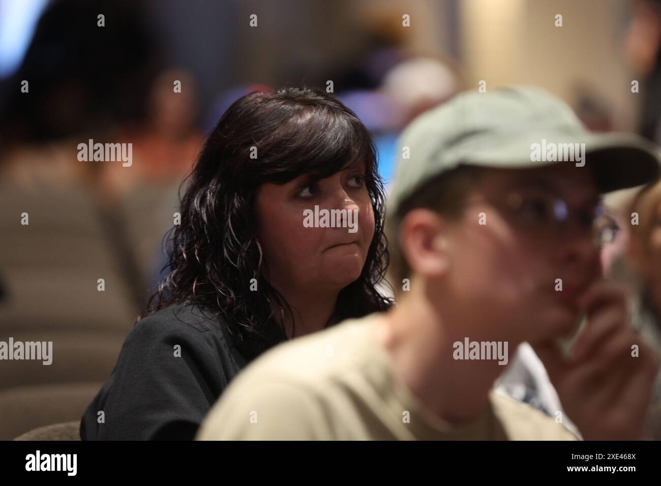 EAST PALESTINE, OH June 25: Attendees watch as NTSB Chair Jennifer ...